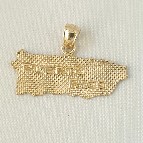 14k Yellow Gold Puerto Rico Island Pendant - Etsy
