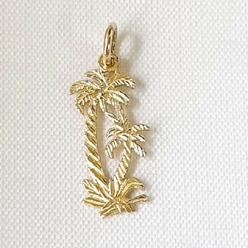 14k Yellow Gold Palm Tree Pendant Small Charm Gift - Etsy