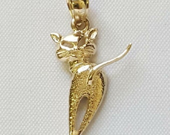 14k Solid Gold Cat Necklace Personalized Gold Cat Pendant - Etsy
