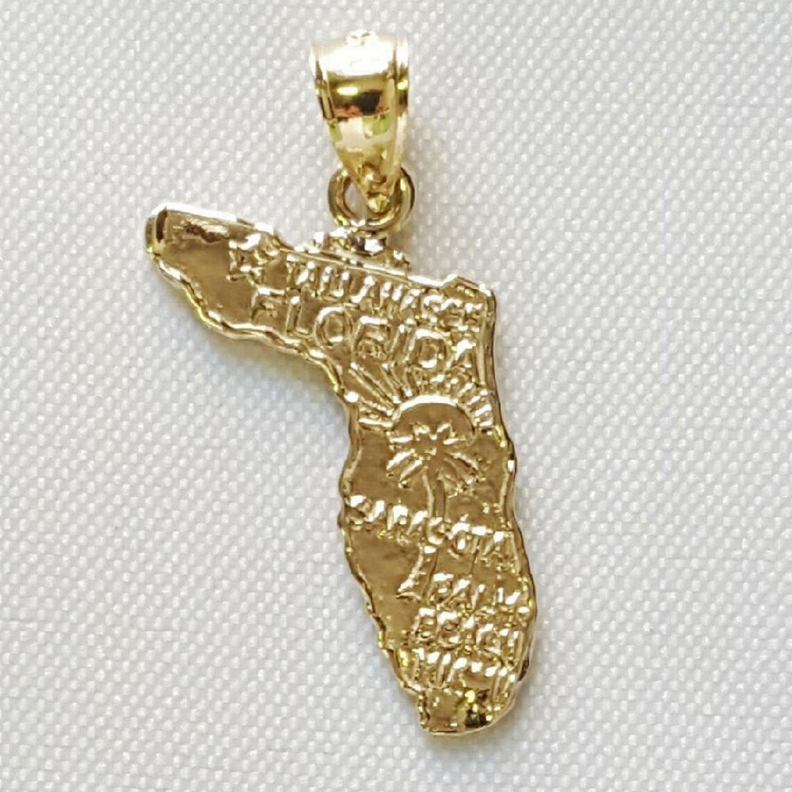 14K Yellow Gold Florida State Map Pendant | Etsy