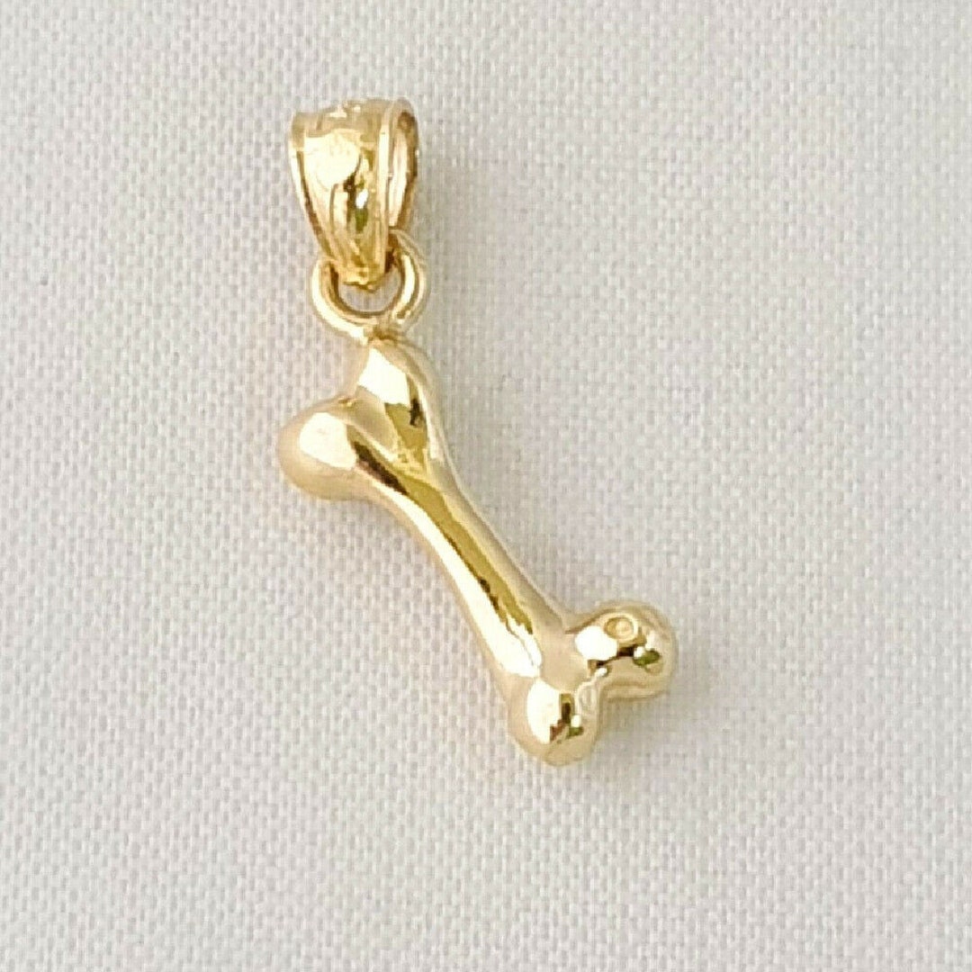 14K Yellow Gold Dog Bone 3D Solid Pendant - Etsy
