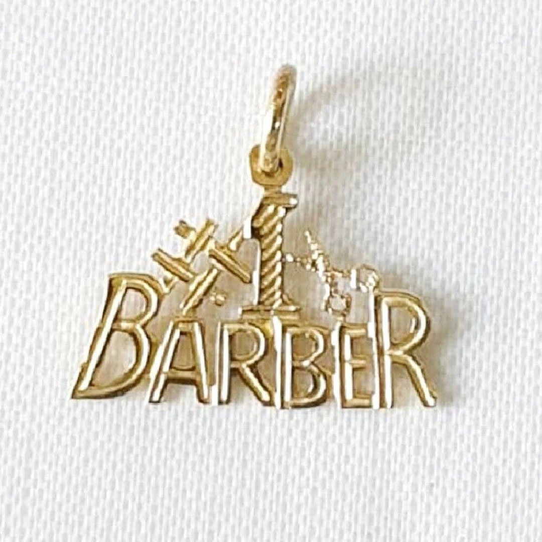 14K Yellow Gold 1 BARBER Pendant - Etsy UK