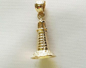 14K Yellow Gold Lighthouse Slide Pendant, Lighthouse, Lighthouse ...