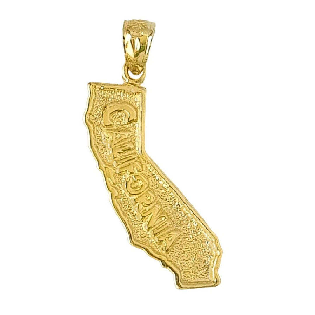 14K Yellow Gold California State Map Pendant - Etsy