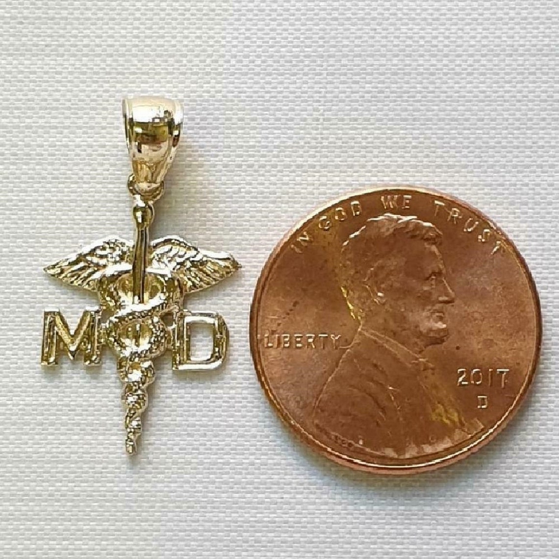 14K Yellow Gold MD doctor of Medicine Medical Pendant - Etsy