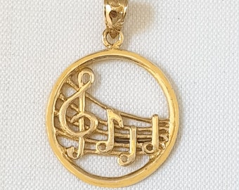 Gold Musical Note Pendant - Etsy