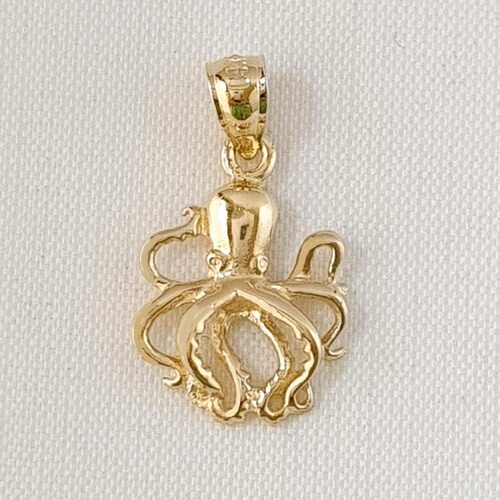 14k Solid Yellow Gold Octopus Nautical Charm Fish Pendant - Etsy