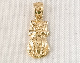 14k Solid Gold Cat Necklace Personalized Gold Cat Pendant - Etsy