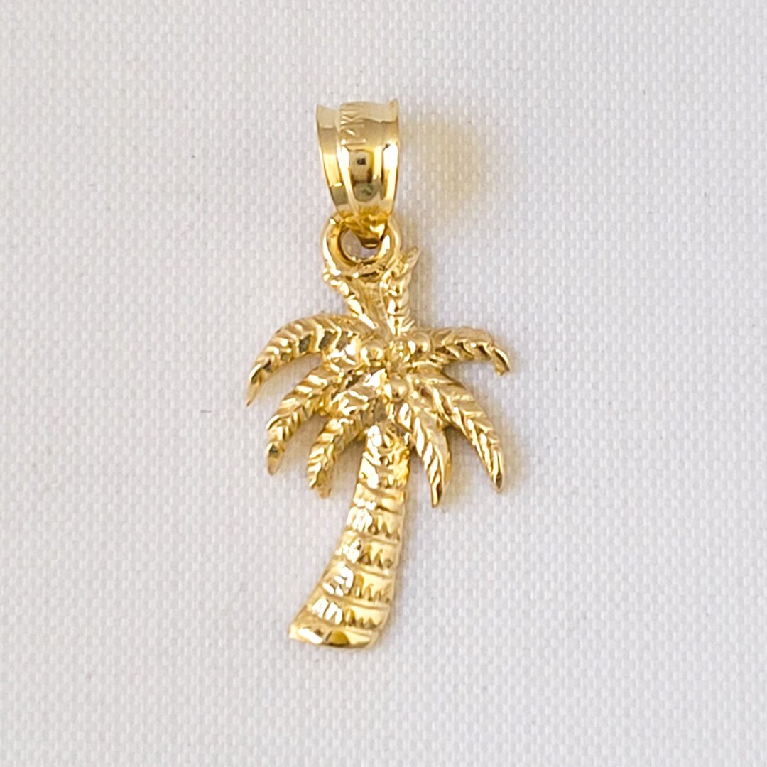 14k Yellow Gold Hawaiian Palm Tree Pendant / Charm Made in - Etsy