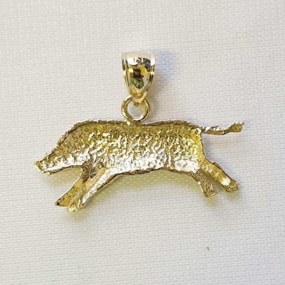14K Yellow Gold Wild Boar Pendant | Etsy