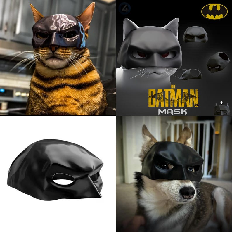Cat/dog Batman Mask 3D Print Model Original Formats STL Files Instant ...