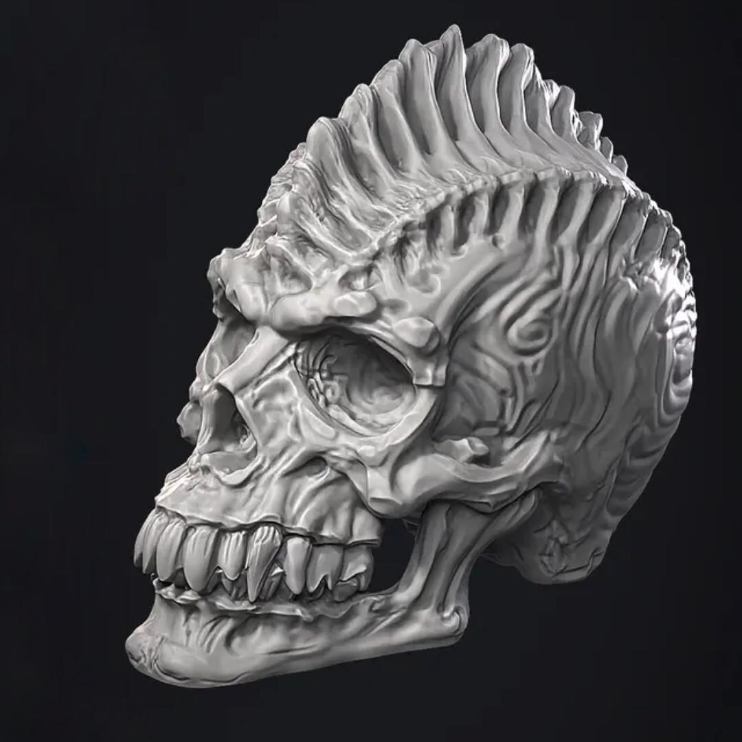 Bone Fins Skull Art Sculpture 3D Model Stl, Obj, Fbx, 3mf Files Instant ...