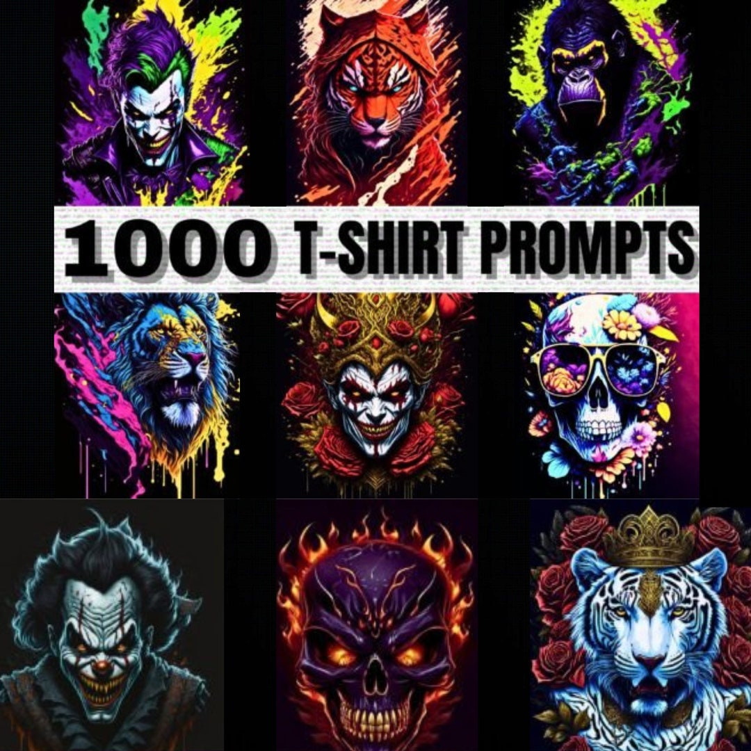 1000 T-shirt Designs Midjourney Prompts AI Tshirt Prompts T-shirt ...