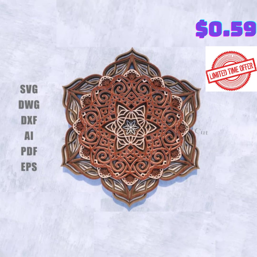 New Ornate Multilayer Mandala SVG Template 3D Layered Vector Cutting ...
