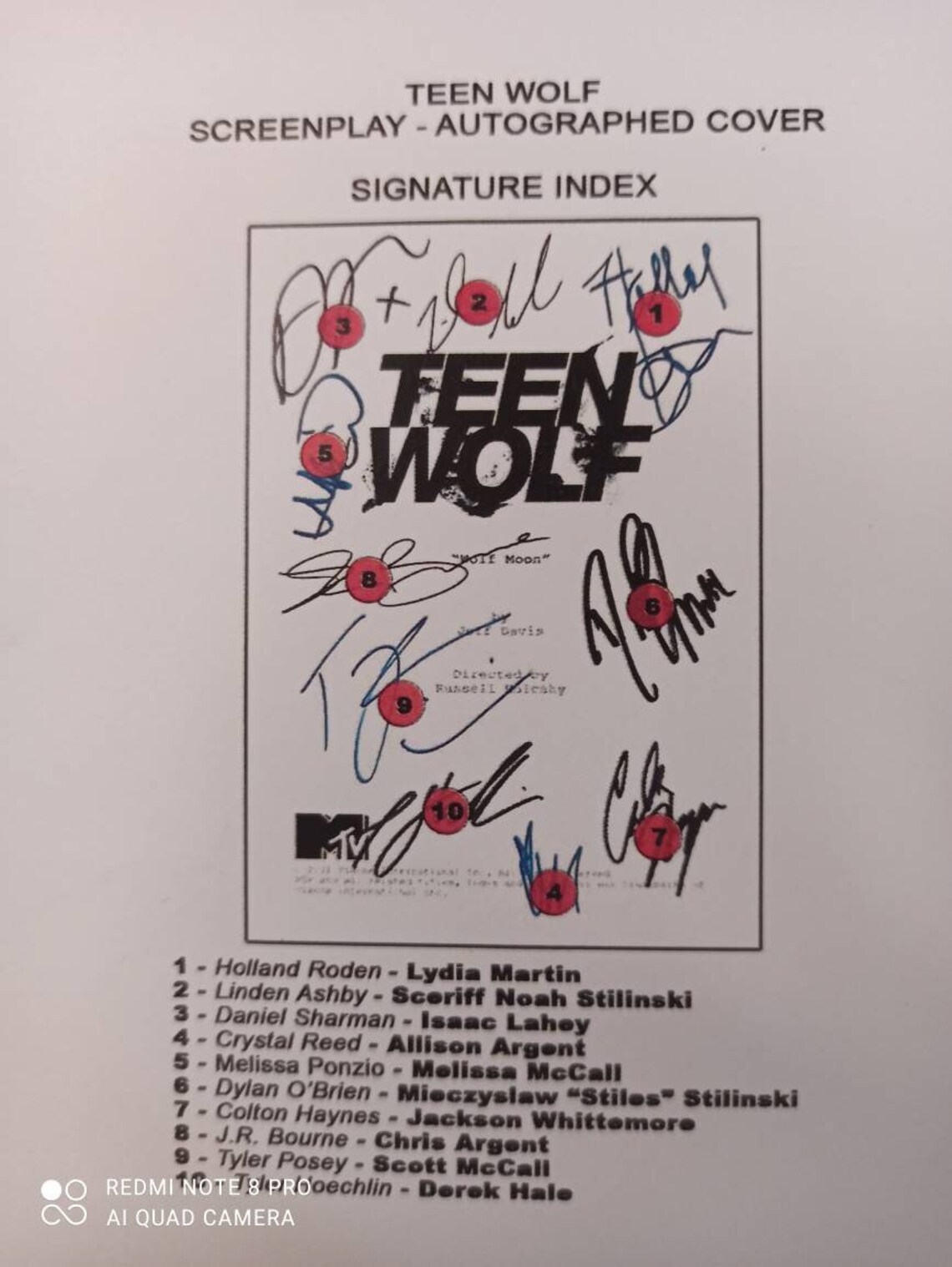TEEN WOLF TV Script Autograph, Scott Mccall, Lydia Martin, Stiles ...