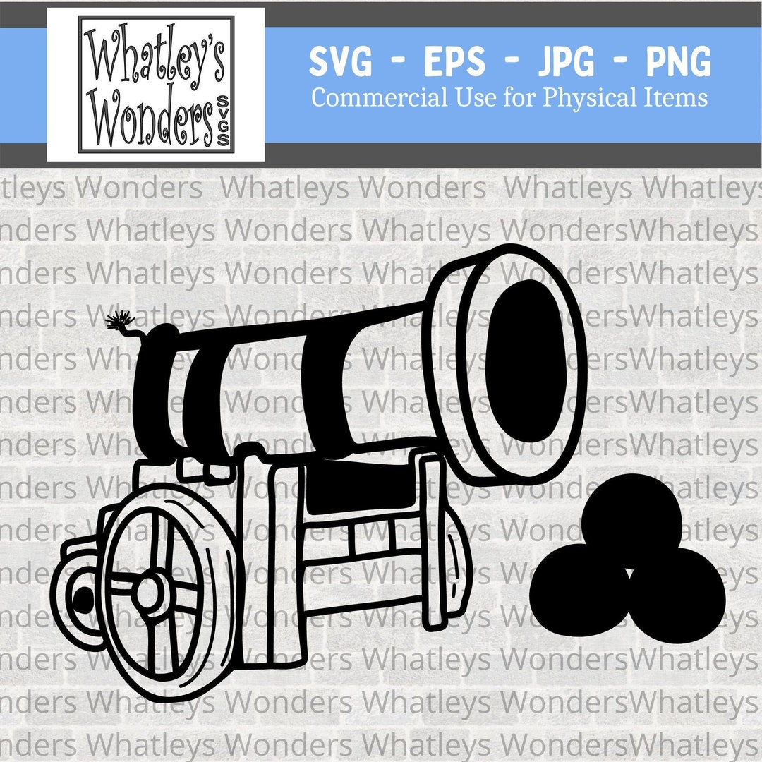 Cannon SVG Pirate Cannon Cut File Kids Cannon JPG Cricut File Hand ...