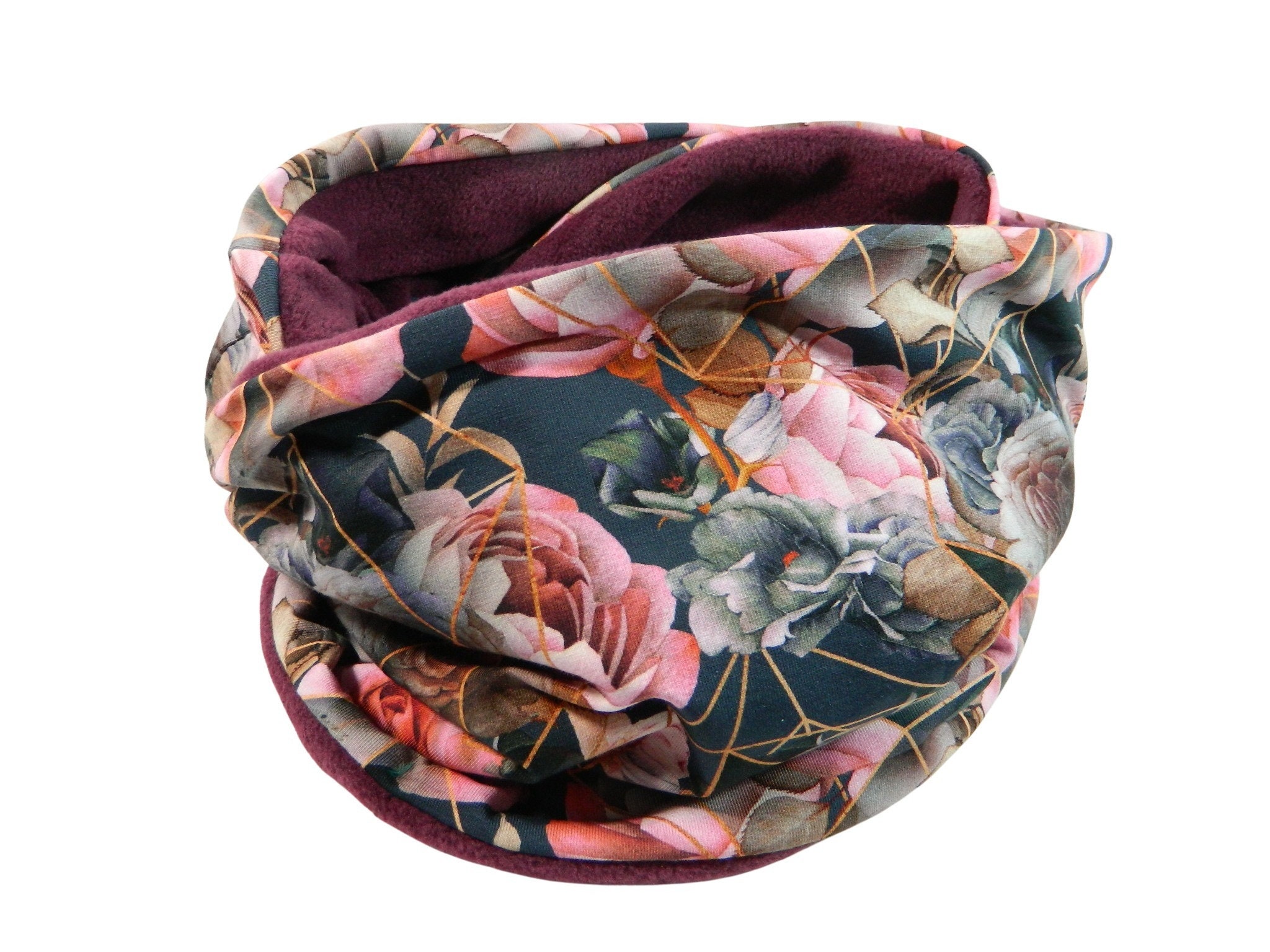 Loop Scarf, Roses, Mosaic, Flowers, Cuddly Scarf, Neck Sock, Slip Scarf ...