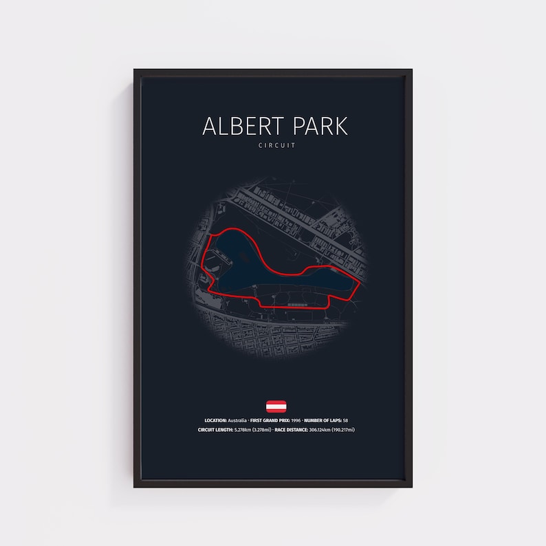 Albert Park Circuit F1 Poster – Formula 1 Track Map Wall Art, Minimal ...
