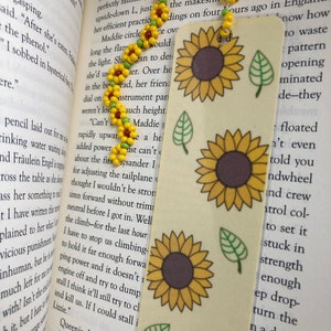 Sunflower Seed Bead Chain Bookmark - Flower Bookmark - Etsy
