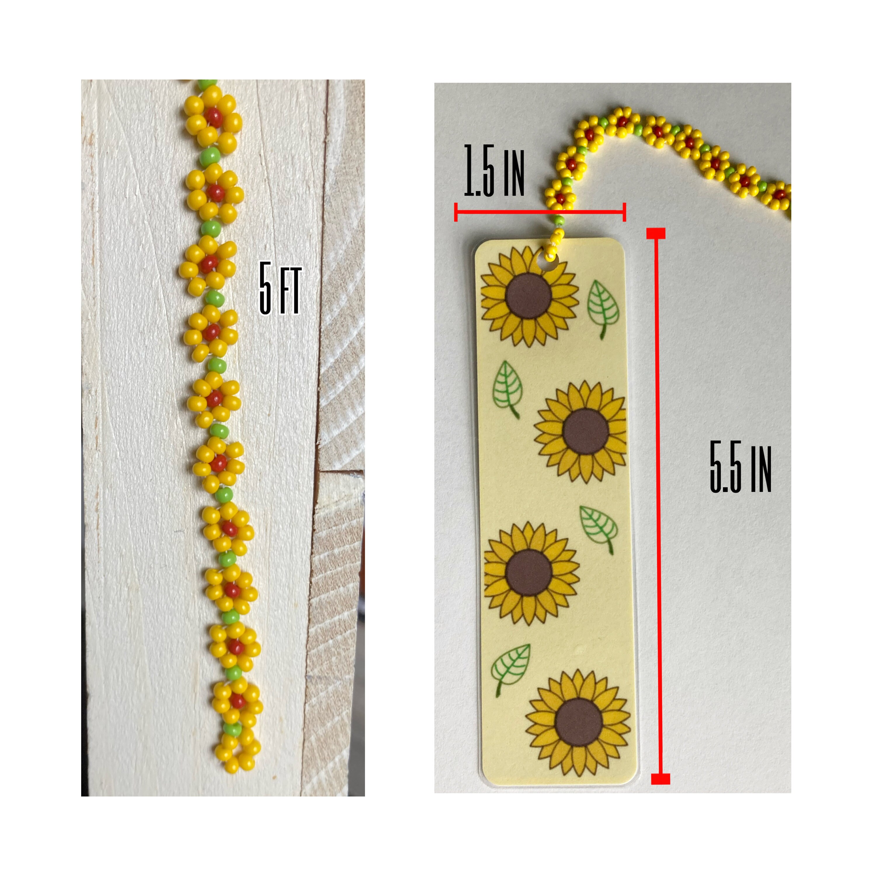 Sunflower Seed Bead Chain Bookmark - Flower Bookmark - Etsy