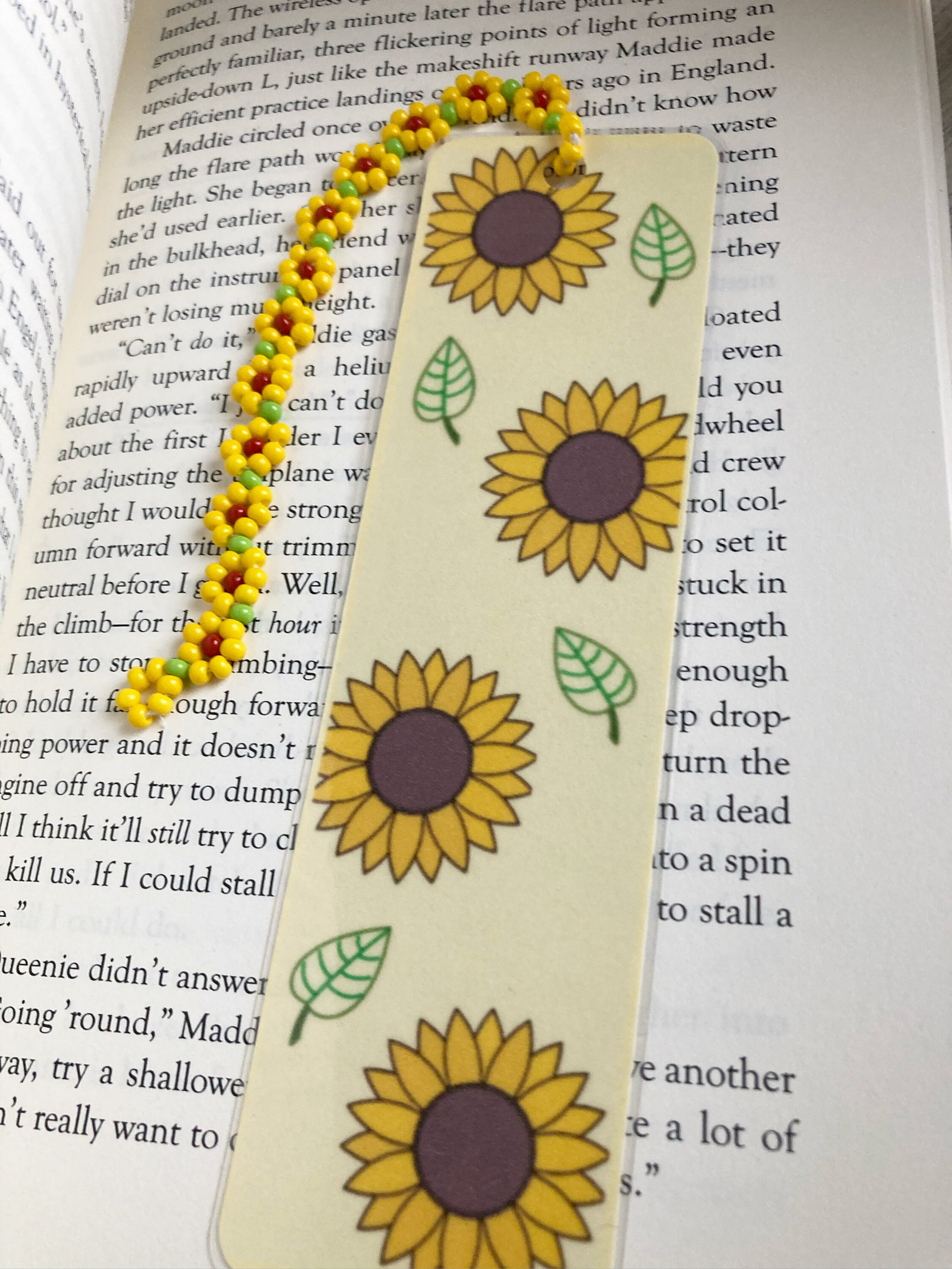 Sunflower Seed Bead Chain Bookmark - Flower Bookmark - Etsy