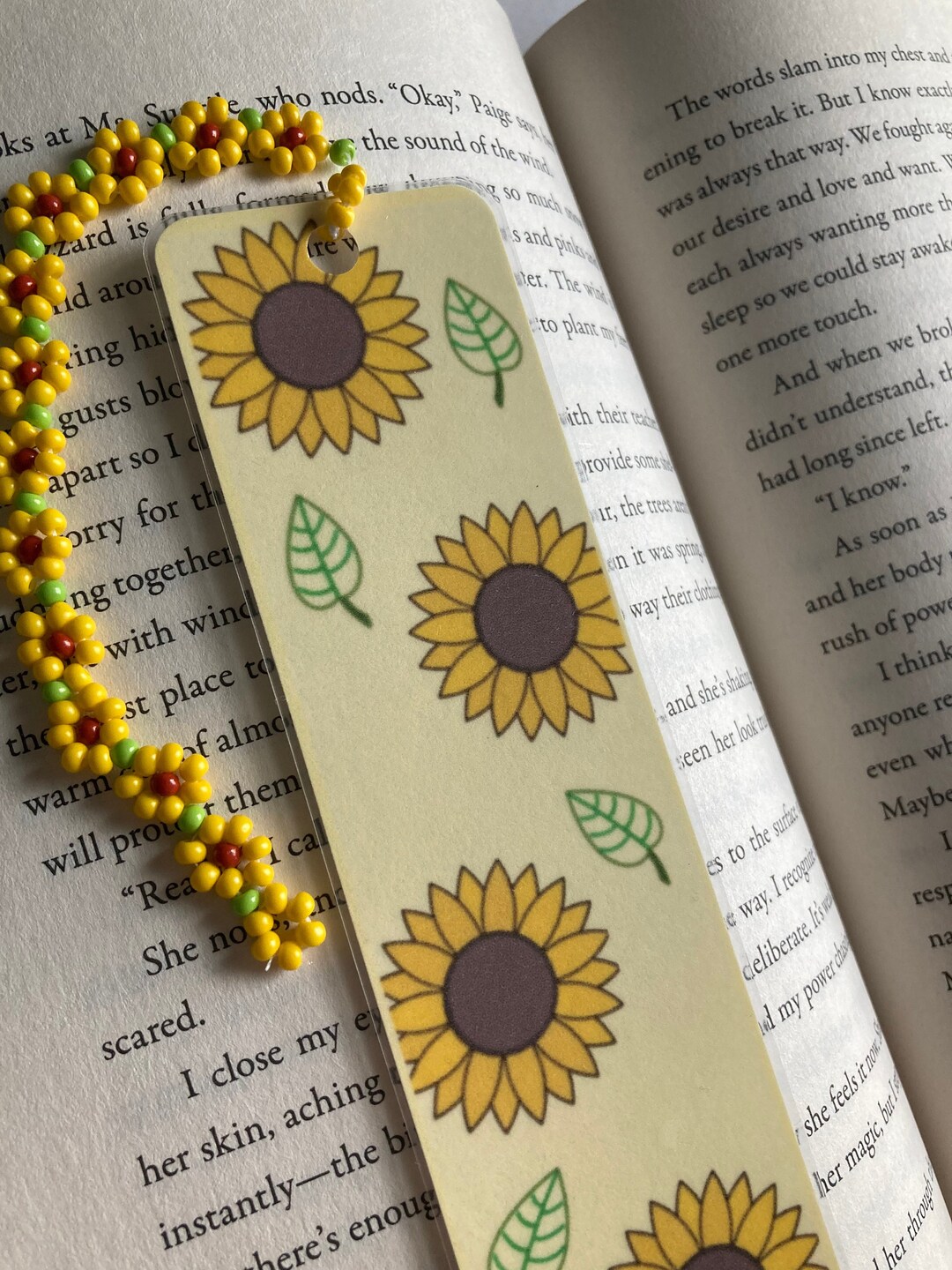 Sunflower Seed Bead Chain Bookmark - Flower Bookmark - Etsy