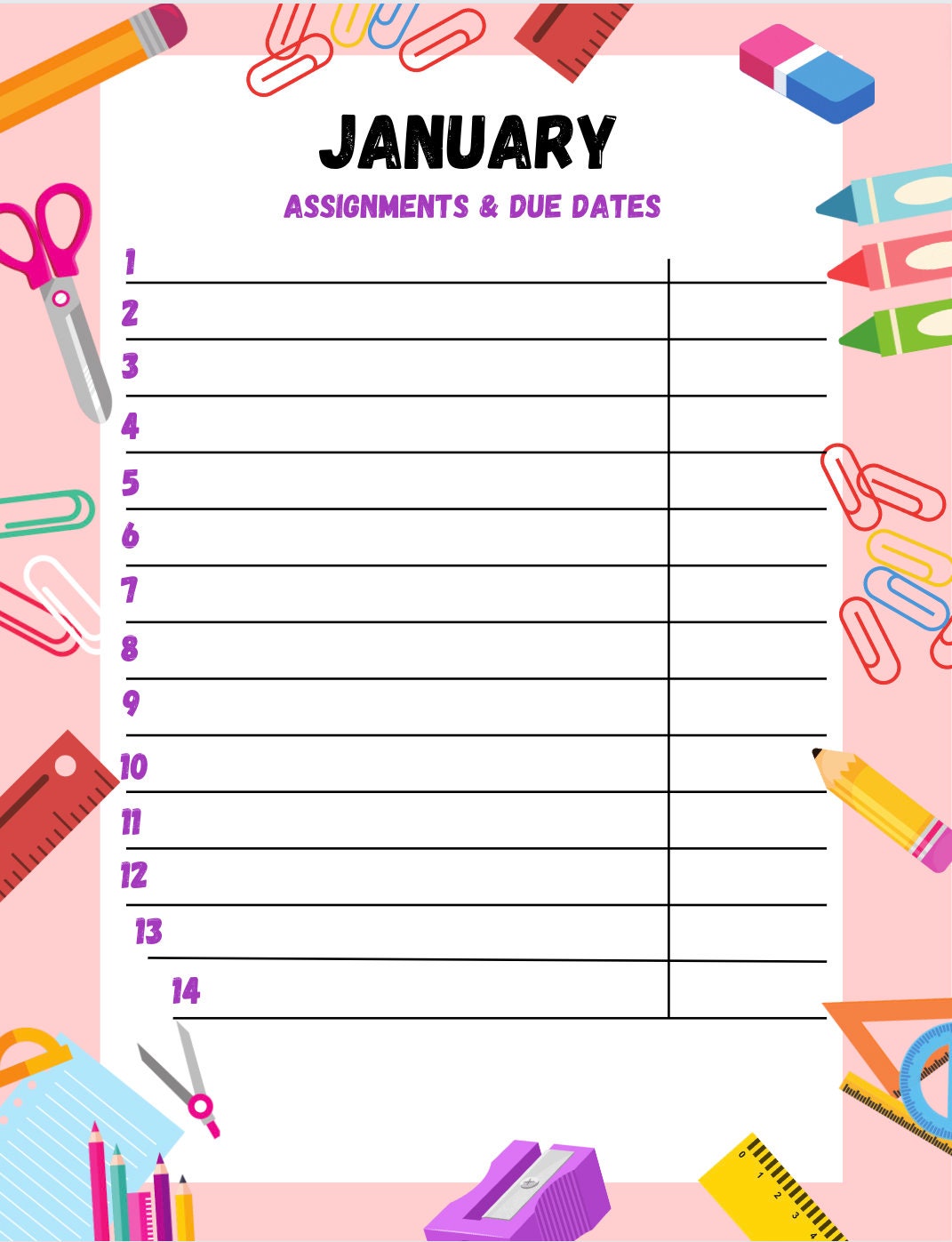 Customizable Printable Weekly Homework Tracker K-12 Teacher and Student ...