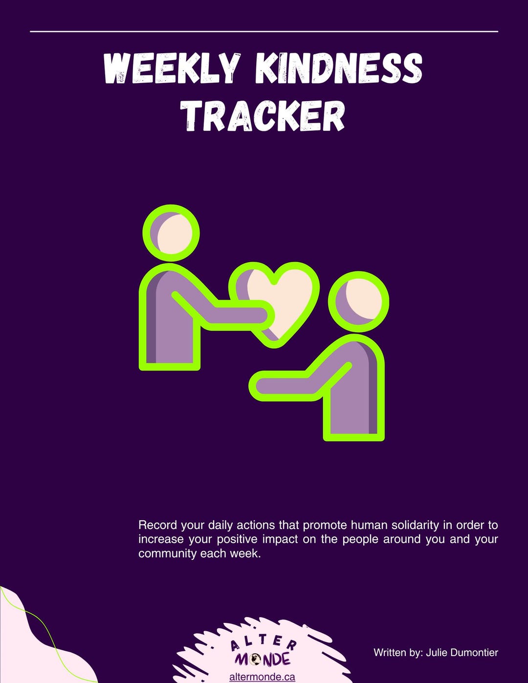 Kindness Tracker Printable Sheets | Daily Progress Journal ...