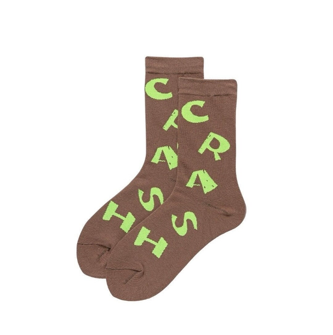 Fluorescent Green Letter Socks Letters Brown Socks - Etsy