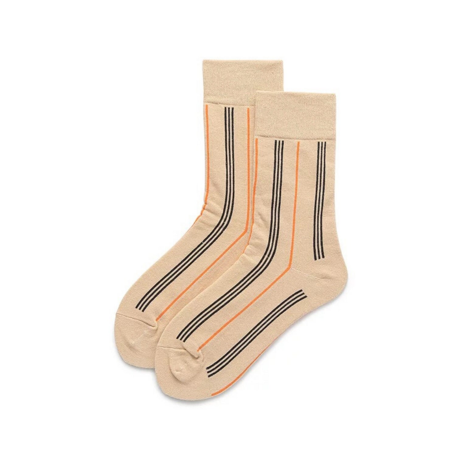 Beige Striped Cotton Socks Minimalistic style socks | Etsy