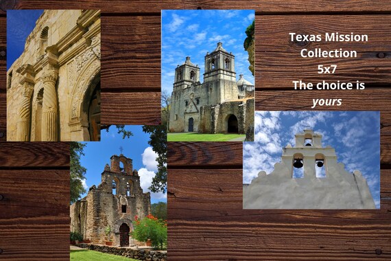San Antonio Texas Mission Collection 5x7s Texas Missions | Etsy