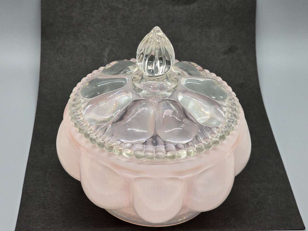 Fenton Melon Rose Overlay Large Puff Box W/lid - Etsy