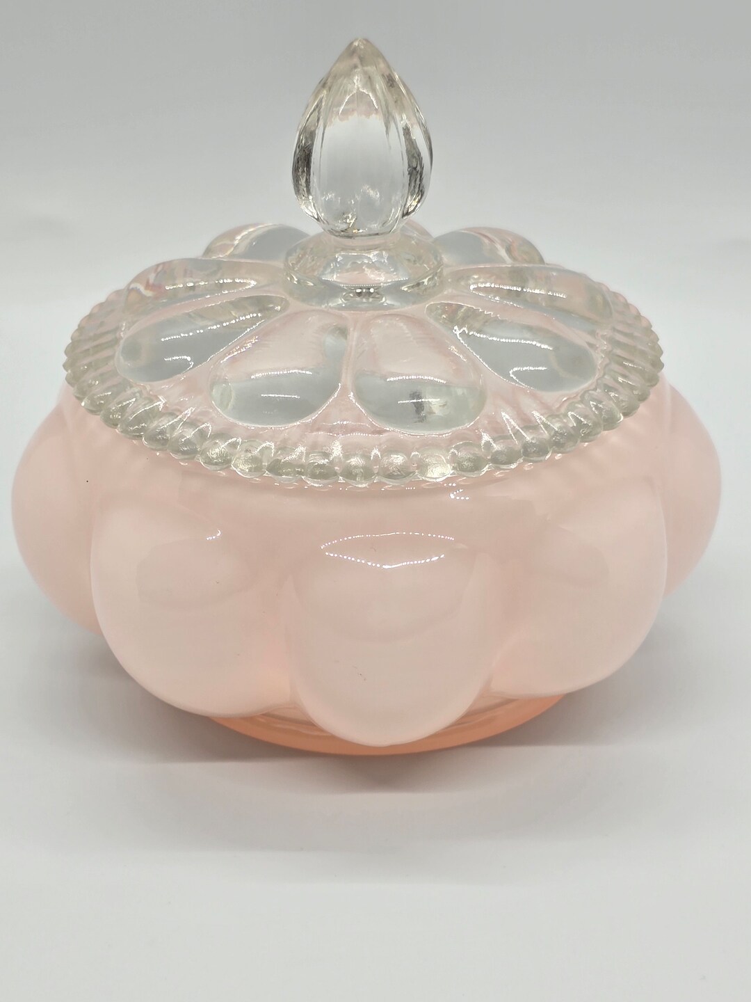Fenton Melon Rose Overlay Small Puff Box W/lid - Etsy