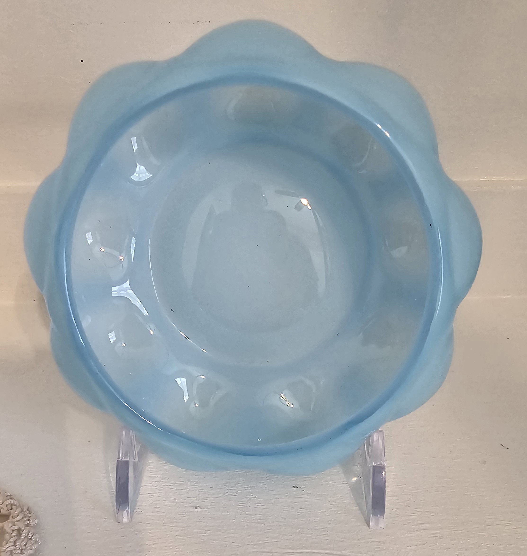 Fenton Blue Overlay Vanity Set Small Puff Box & Two Short Perfumes - Etsy