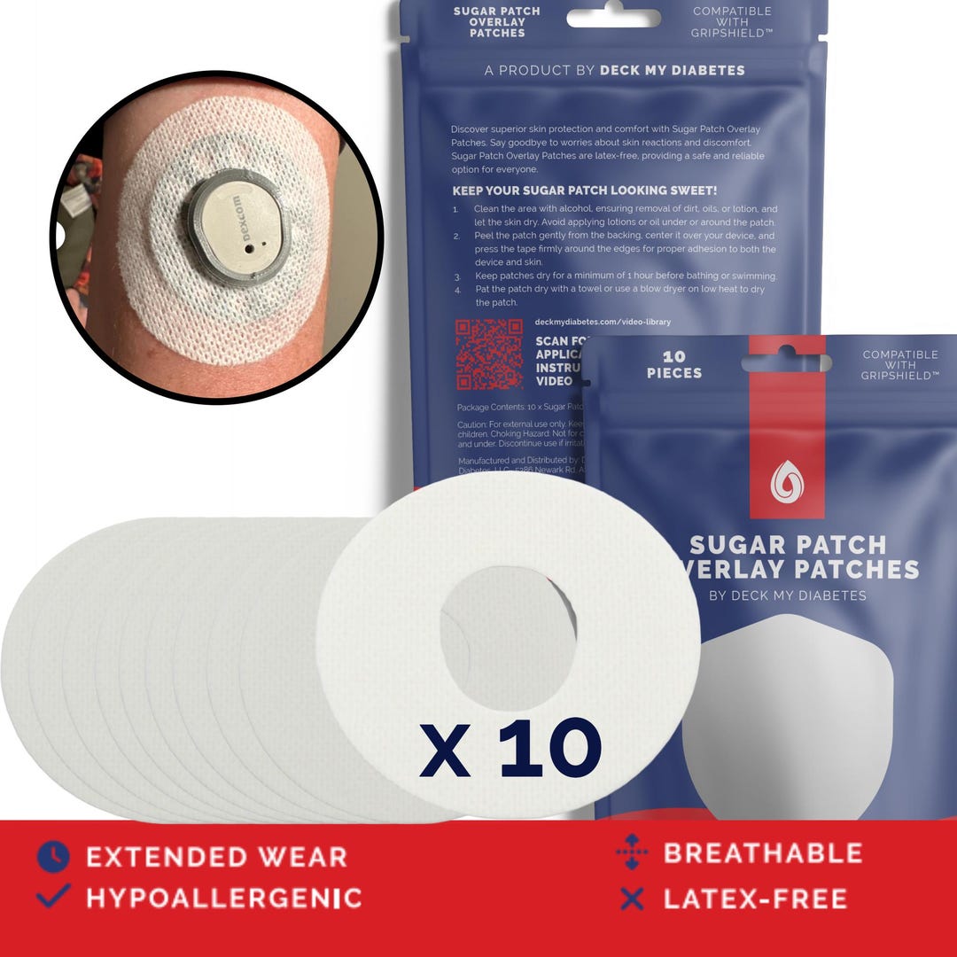 10 Pack Dexcom G7 & Stelo Hypoallergenic Overlay Patches | the Sugar ...