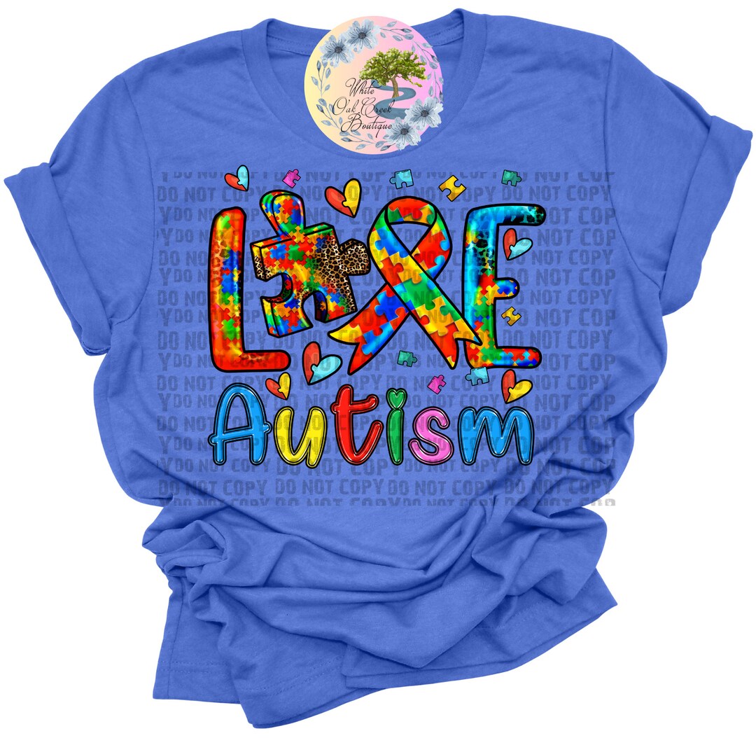 Love Autism Rainbow Cheetah T-shirt Full Color Screen Print Soft T ...