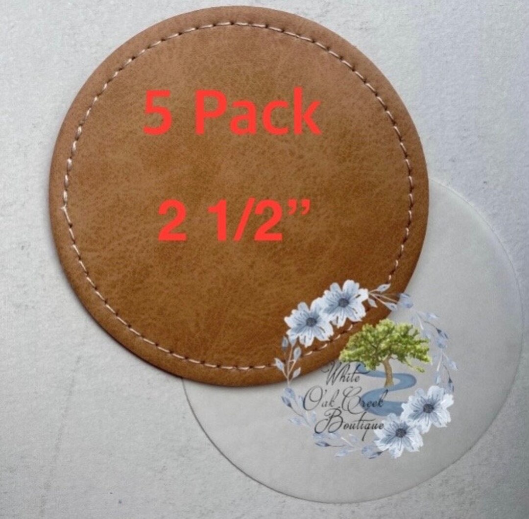 5 Pack Blank Sublimation Laser or DTF Patches ROUND Brown Faux Leather ...