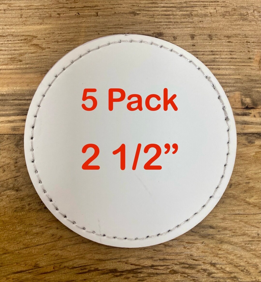 5 Pack Blank Sublimation or DTF Patches Round White Faux Leather ...