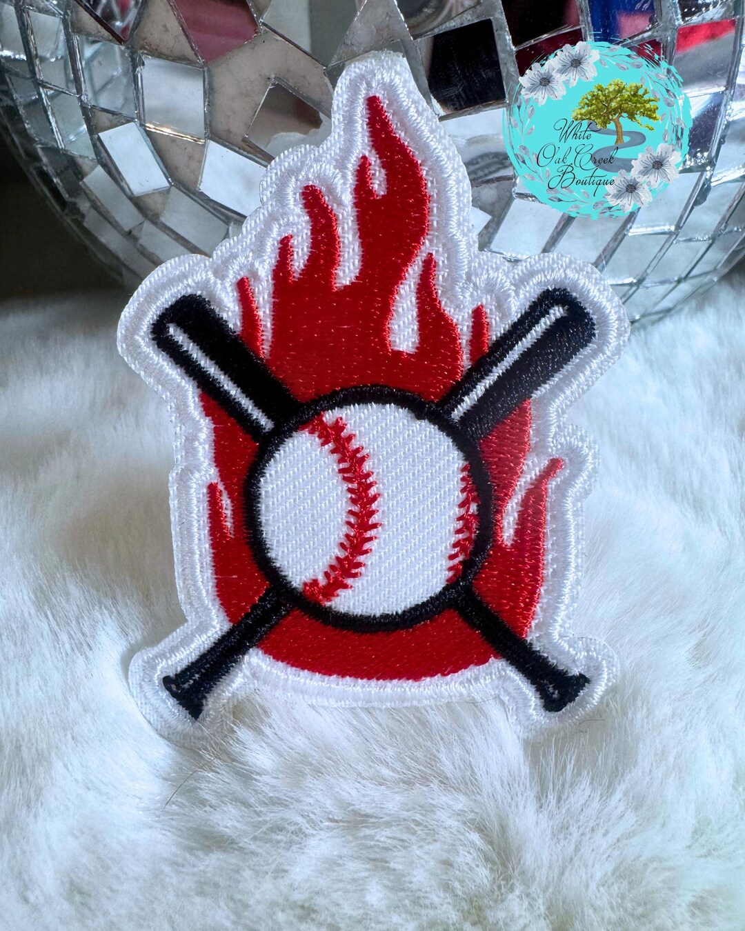 Baseball Bats With Flames Embroidered Iron on With Adhesive Trucker Hat ...