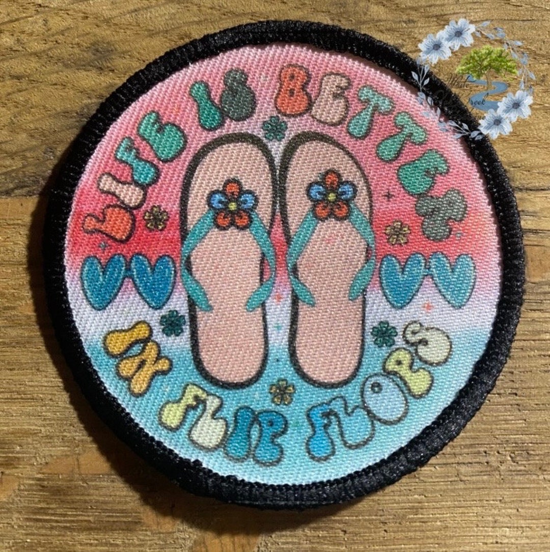 Life is Better in Flip Flops Trucker Hat Patch White Polyester Fabric ...