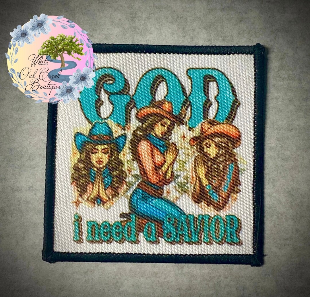 God I Need A Savior Trucker Hat Patch White Polyester Fabric With Black ...