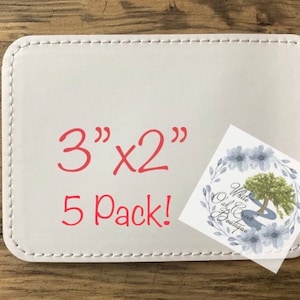 5 Pack Blank Sublimation Patches Rectangle White Faux Leather Threaded ...