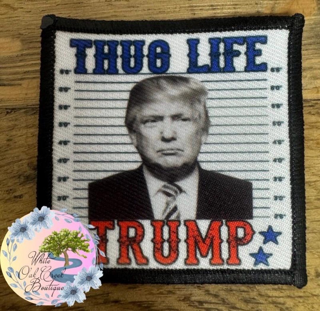 Trump Mugshot Thug Life Trucker Hat Patch White Polyester Fabric With ...