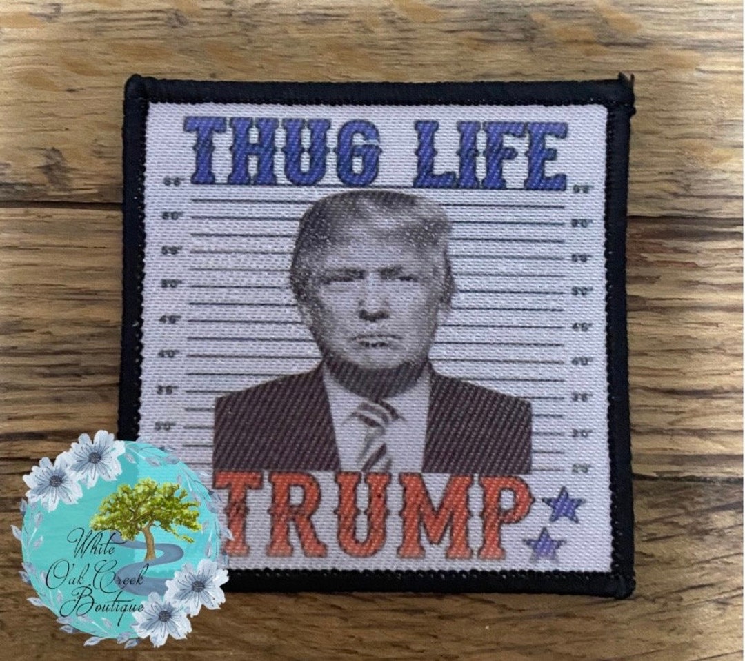 Trump Mugshot Thug Life Trucker Hat Patch White Polyester Fabric With ...