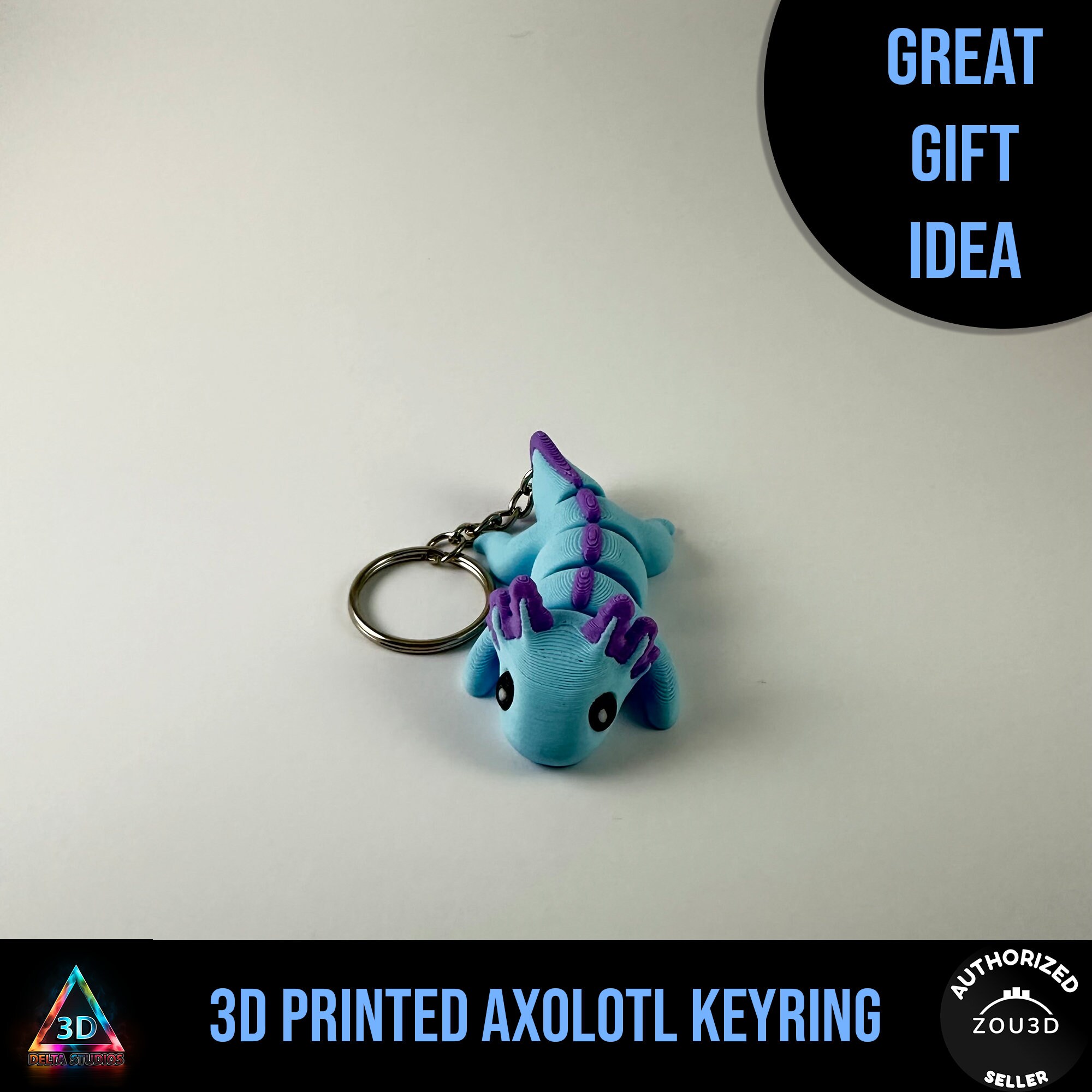 Kawaii 3D Printed Axolotl Fidget Keyring, Keychain, Axolotl, Gift ...