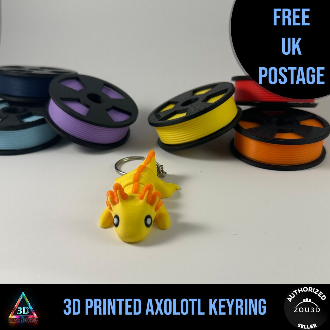 Yellow Axolotl Keychain 3D Printed Kawaii Cute Fidget Keyring - Etsy