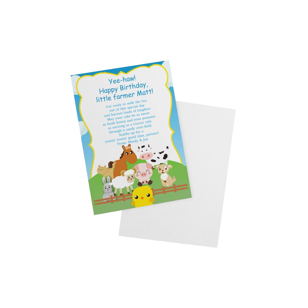 MAILED4U Happy Birthday Farm Animals Greeting Card Personalized MAILED ...