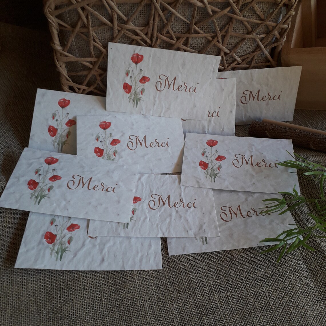 Lot de 10 Mini Cartes à planter Merci Coquelicots Carte à - Etsy France