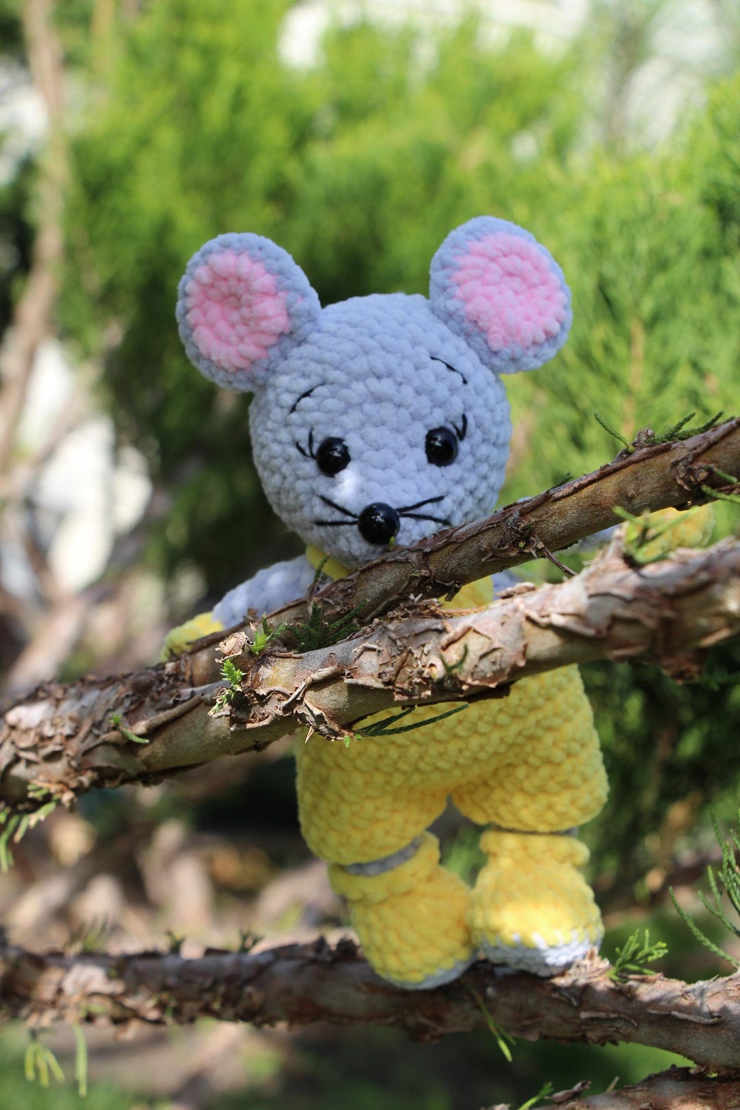 Plushie Crochet Mouse in a Yellow Jumpsuit | Handmade | Perfect Gift ...