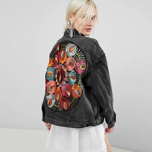 Womens Embroidered Denim Jacket - Etsy